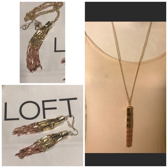 LOFT | Jewelry | Loft Necklace Earring Setrose Goldgold Tassel | Poshmark